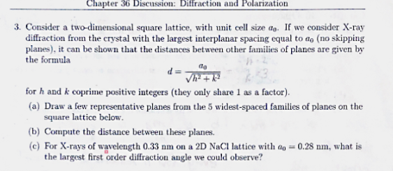 Solved Consider a two-dimensional square lattice, with unit | Chegg.com