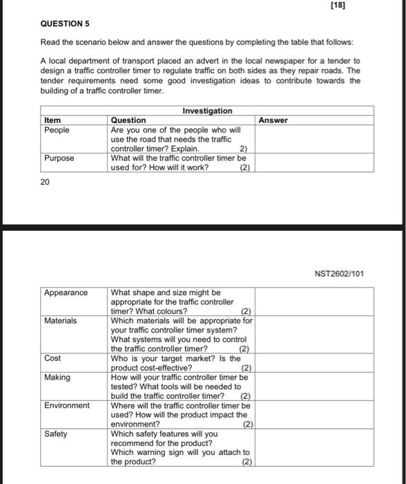 Solved Question 5 Read The Scenario Below And Answer The 
