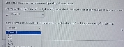 Solved Select the correct answers from multiple drop-downs | Chegg.com