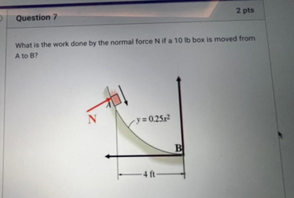 Solved What is the work done by the normal force N if a 10lb | Chegg.com