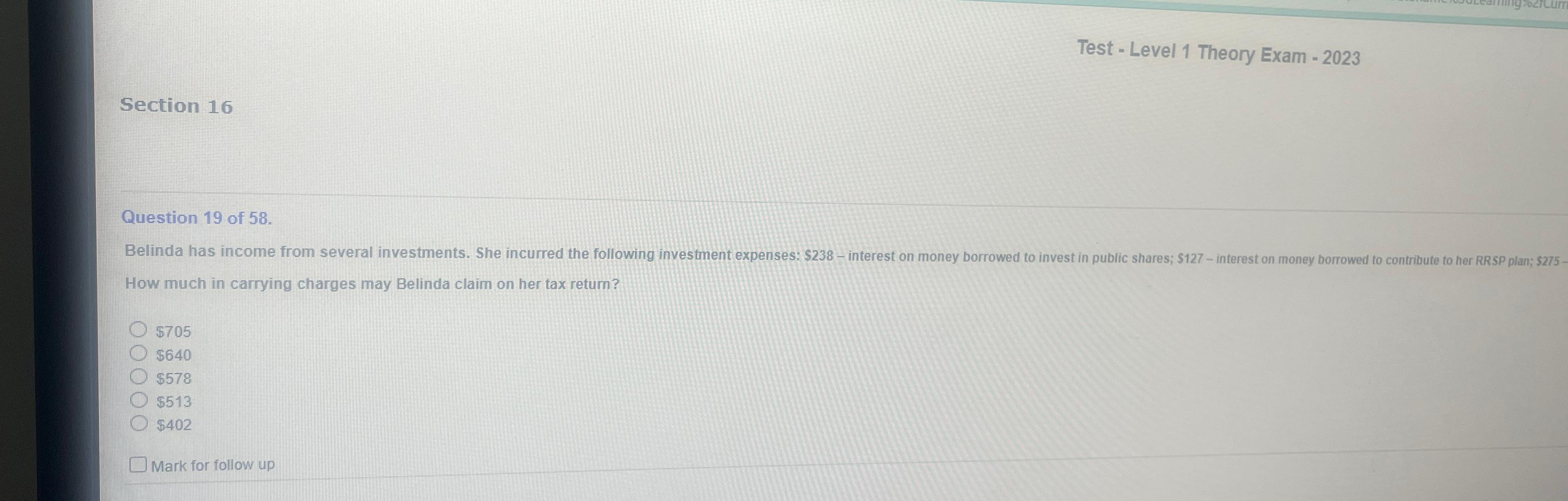 Solved Test - ﻿Level 1 ﻿Theory Exam - 2023Section 16Question | Chegg.com