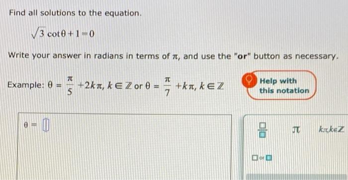 Solved Find all solutions to the equation. V3 coté +10 Write | Chegg.com