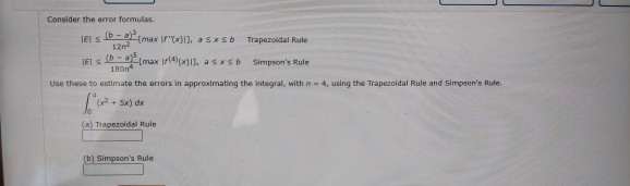 Solved Consider the error formulas. IEI SIb - max "x), a | Chegg.com