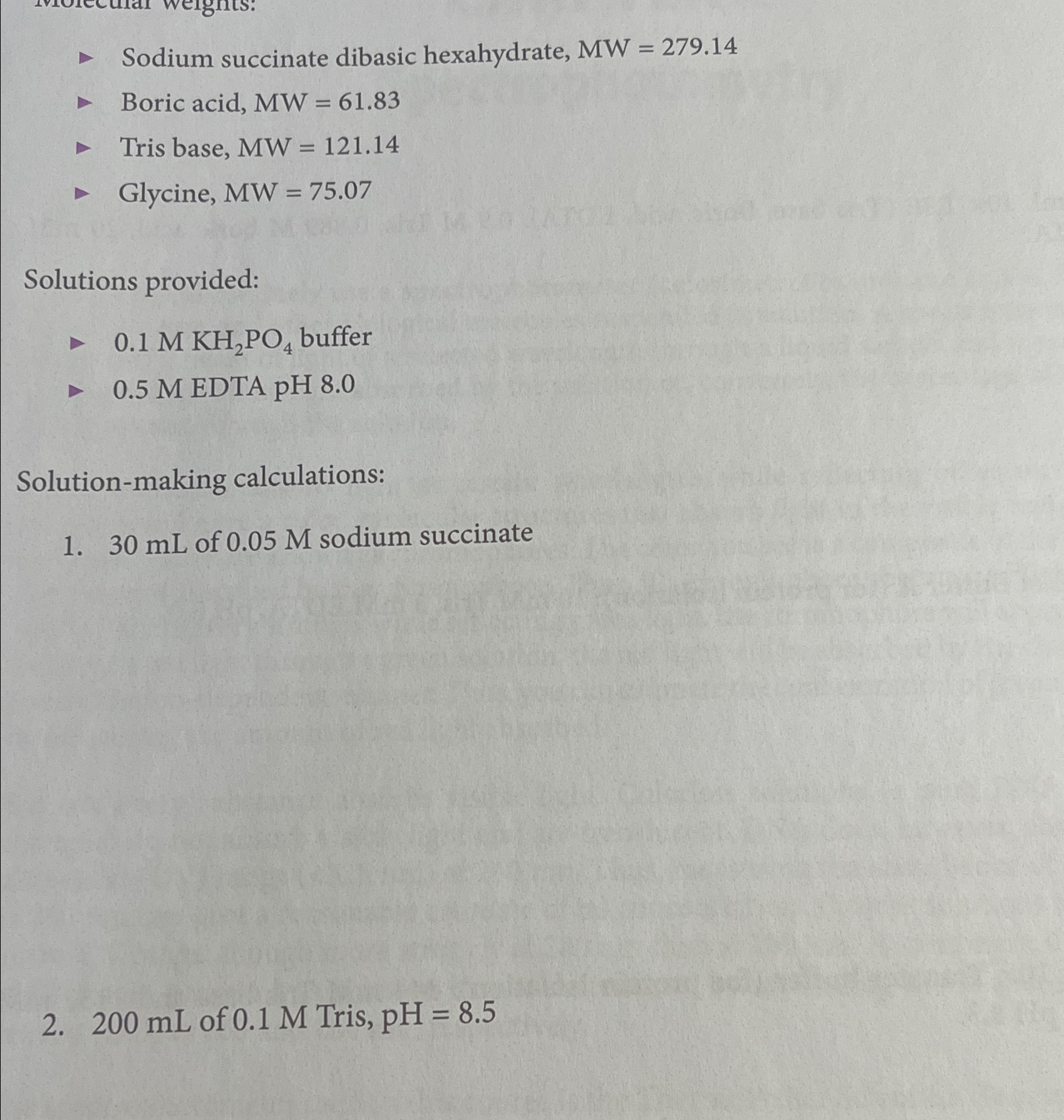 Solved Sodium succinate dibasic hexahydrate, MW=279.14Boric | Chegg.com