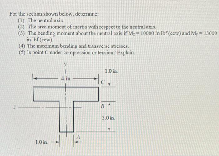 Solved For the section shown below, determine: (1) The | Chegg.com