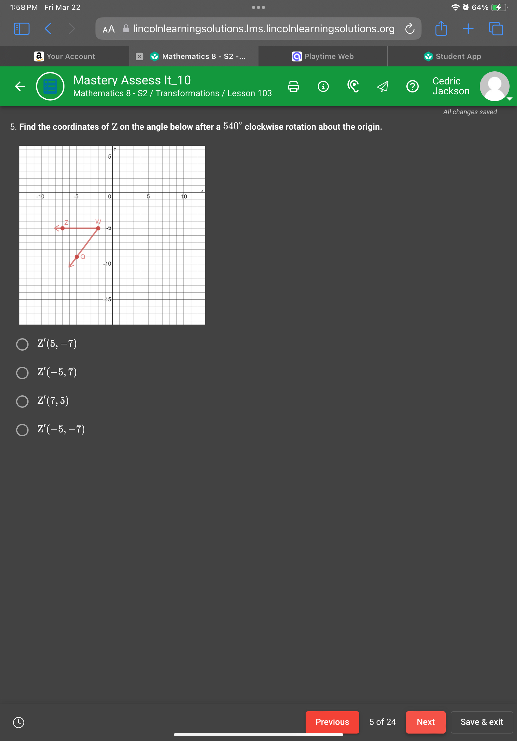 Solved 1:58 ﻿PM Fri Mar 22AA | Chegg.com