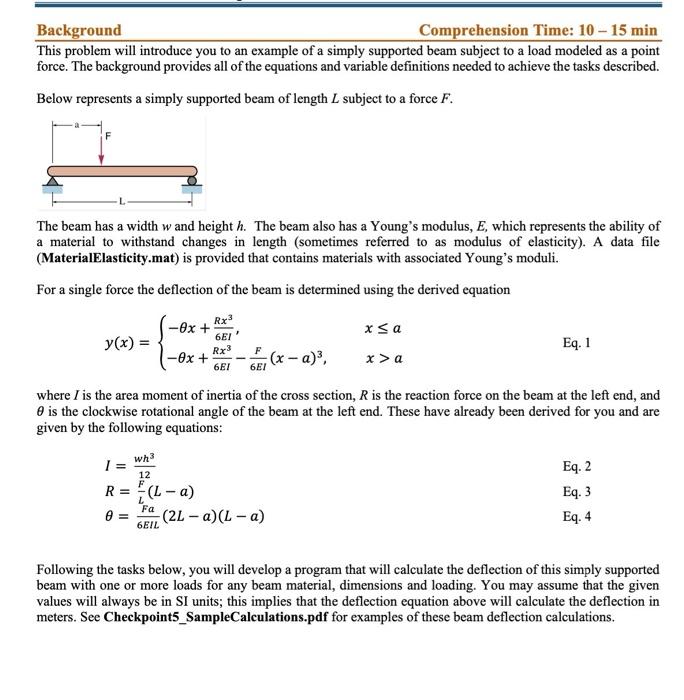 Solved Create a function named CalcDeflection that, using | Chegg.com