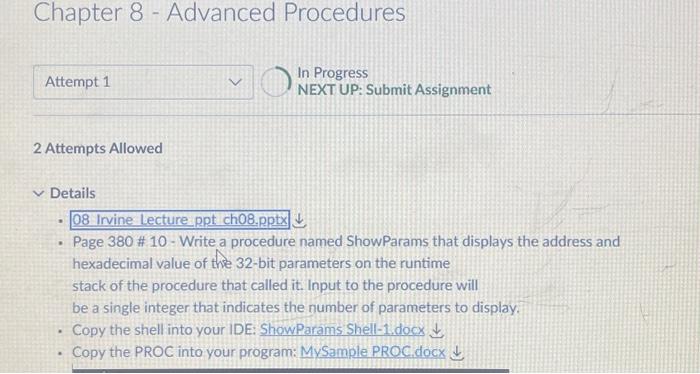Solved Details - Page 380 \# 10 - Write a procedure named | Chegg.com