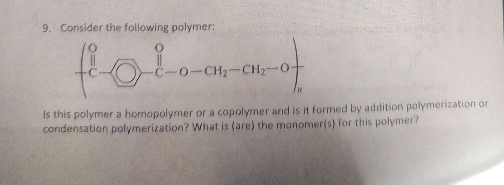 Solved Consider the following polymer:Is this polymer a | Chegg.com