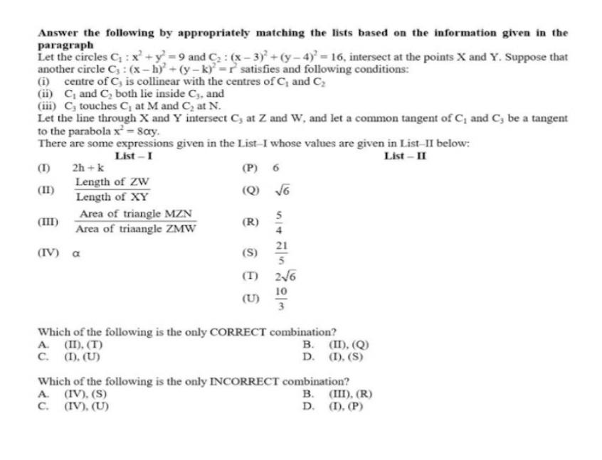 Solved Answer the following by appropriately matching the | Chegg.com
