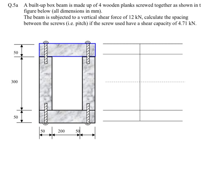 Solved Q.5a A built-up box beam is made up of 4 wooden | Chegg.com