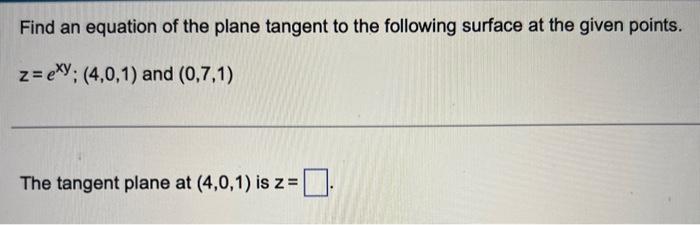 Solved Find an equation of the plane tangent to the | Chegg.com