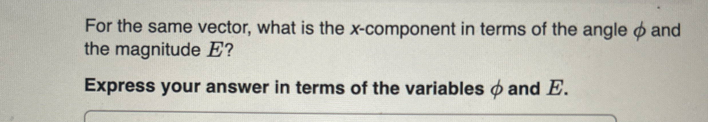 For the same vector, what is the x-component in terms | Chegg.com