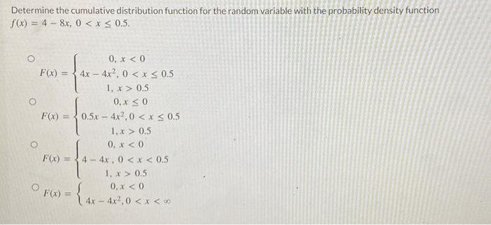 Solved Determine the cumulative distribution function for | Chegg.com