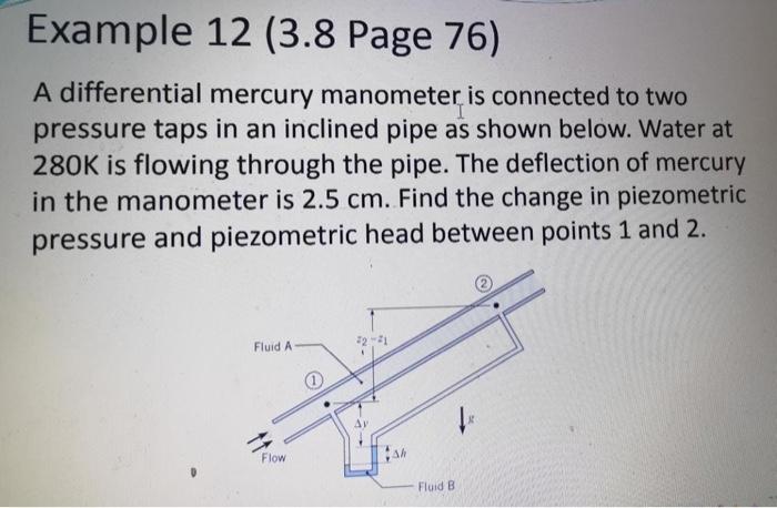 Solved A differential mercury manometer is connected to two | Chegg.com