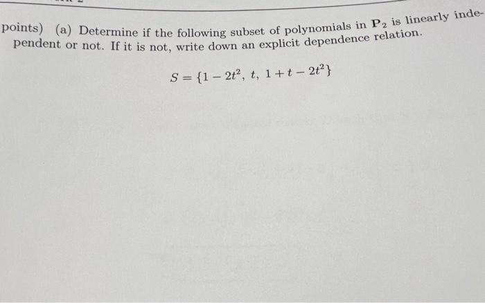 Solved points) (a) Determine if the following subset of | Chegg.com