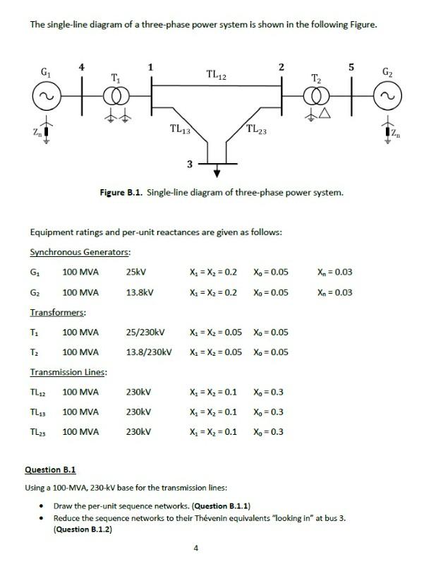 Solved The single-line diagram of a three-phase power system | Chegg.com