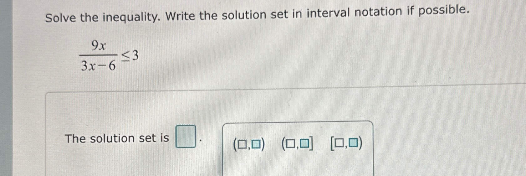 Solved Solve the inequality. Write the solution set in | Chegg.com