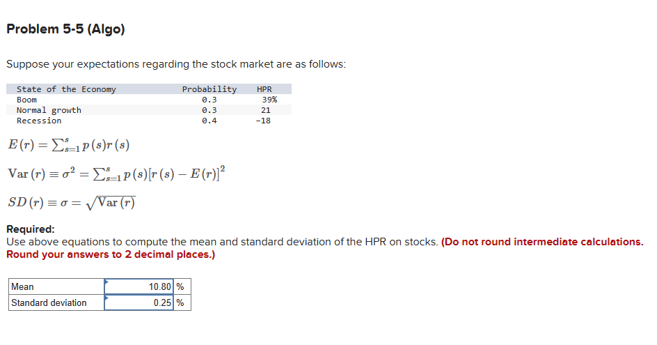 Solved Problem 5-5 (Algo)Suppose your expectations regarding | Chegg.com