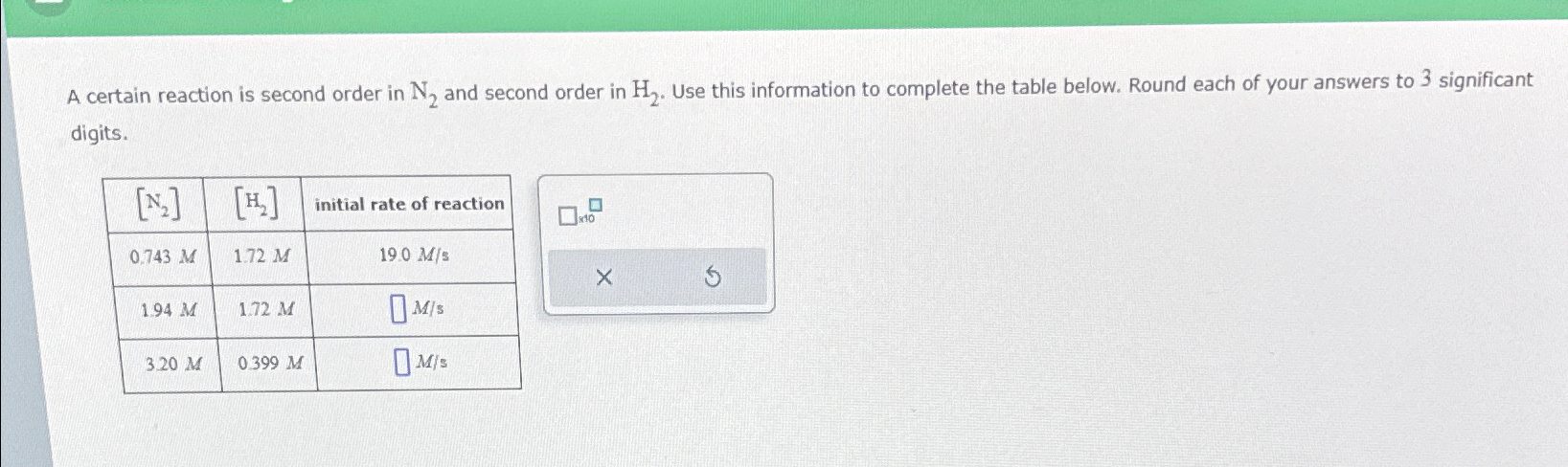 Solved A certain reaction is second order in N2 ﻿and second | Chegg.com