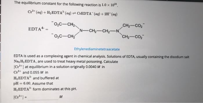 Solved The equilibrium constant for the following reaction | Chegg.com