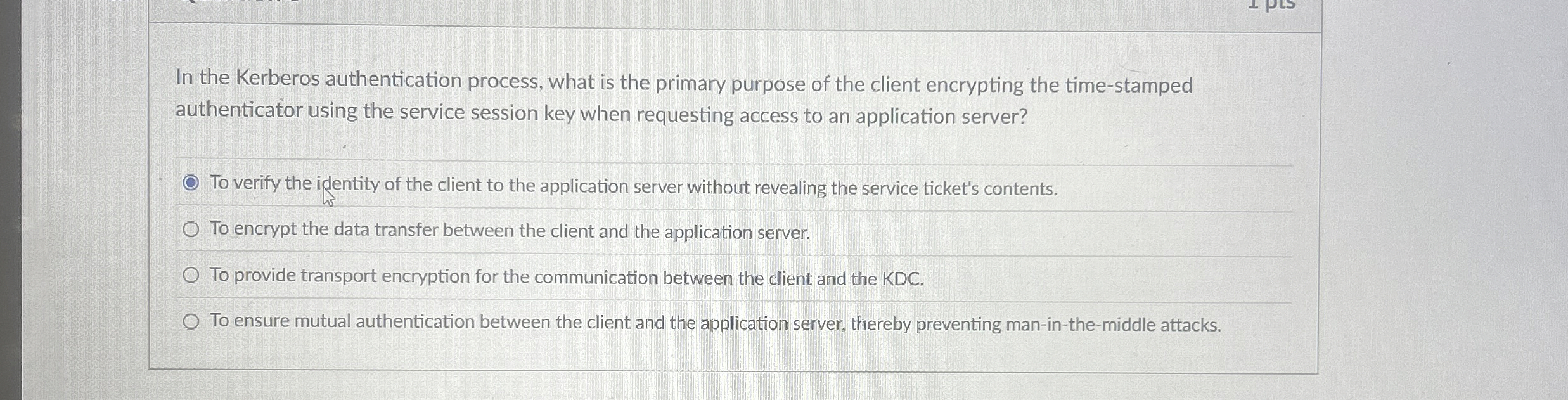 [solved] In The Kerberos Authentication Process What Is Th