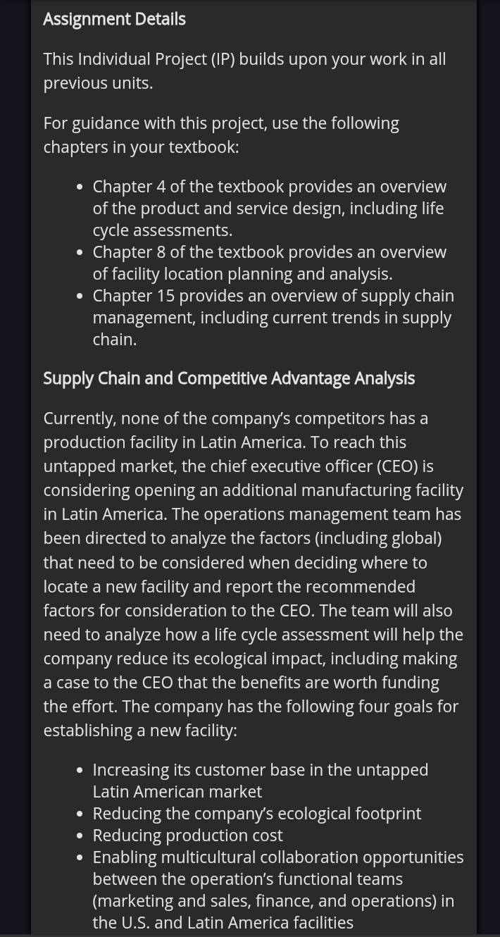 [Solved]: Assignment Details This Individual Project (IP) bu