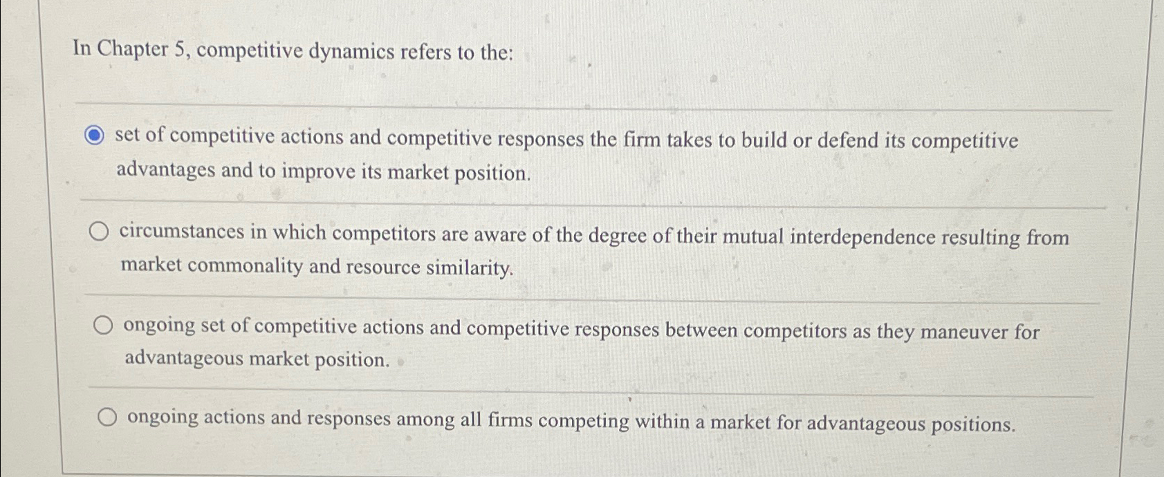 Solved In Chapter 5, ﻿competitive dynamics refers to the:set | Chegg.com