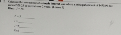 Solved Calculate the interest rate of a simple interest loan | Chegg.com
