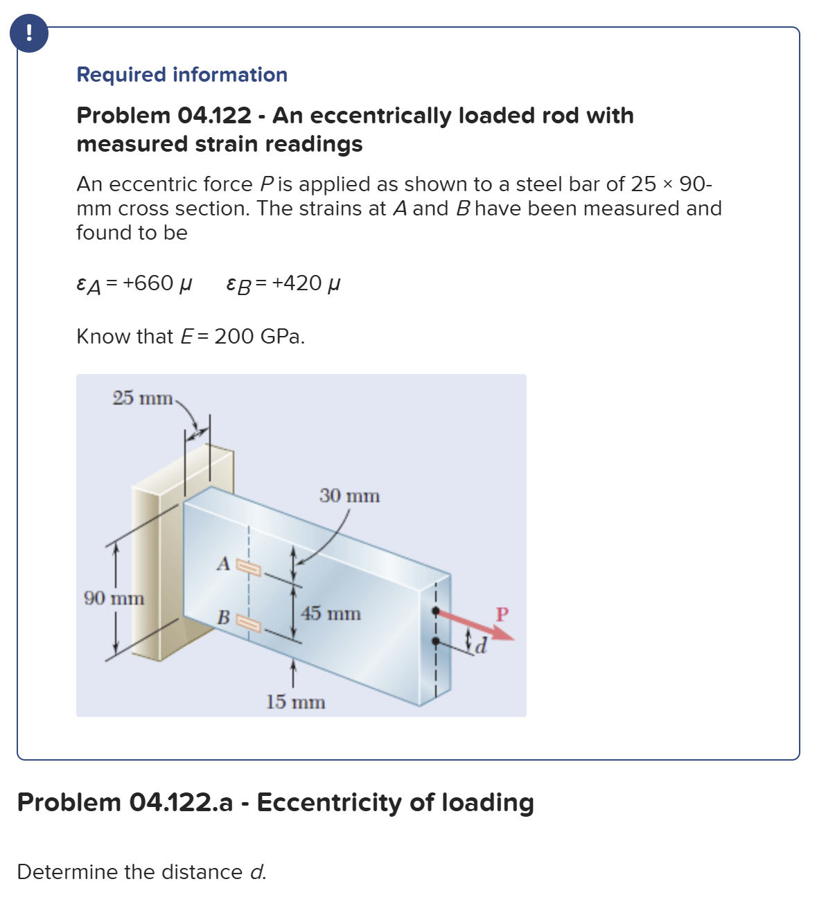 Solved An ﻿eccentric force P is ﻿applied as ﻿shown to ﻿a | Chegg.com