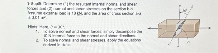 Solved 1-Supl5. Determine (1) the resultant internal normal | Chegg.com