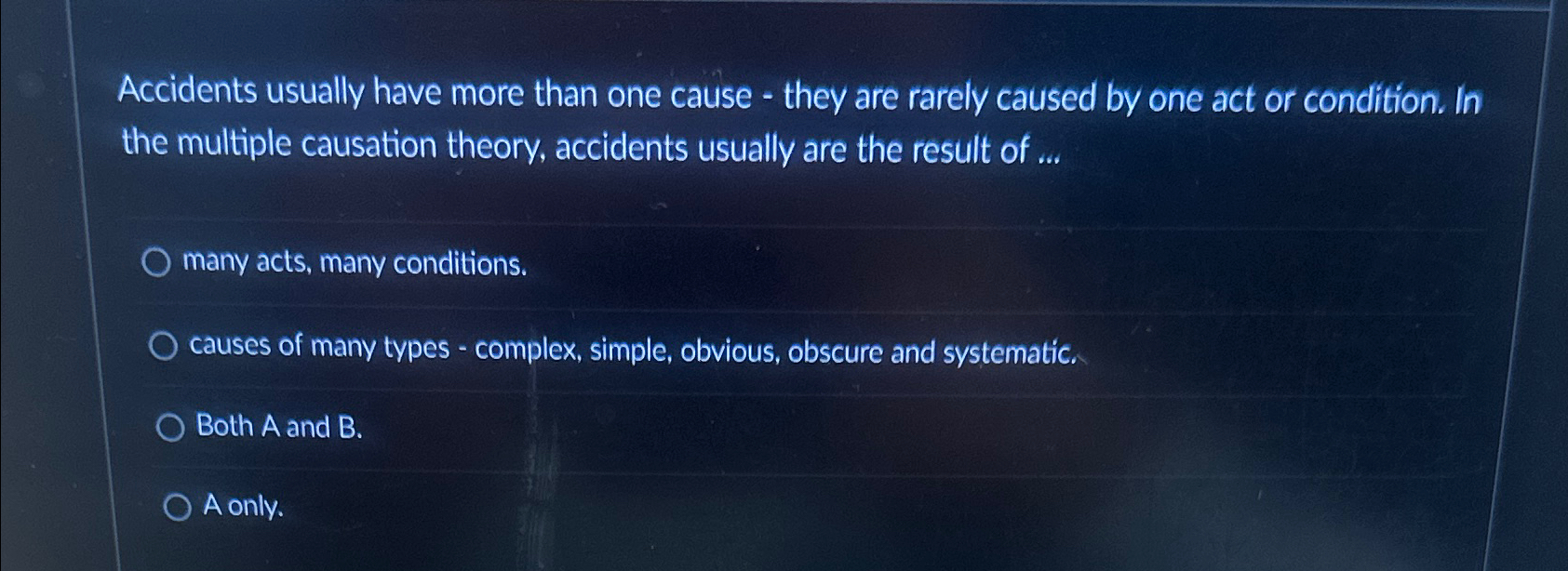 Solved Accidents usually have more than one cause - ﻿they | Chegg.com