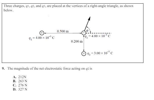 Solved Three charges, q1,q2, ﻿and q3, ﻿are placed at the | Chegg.com