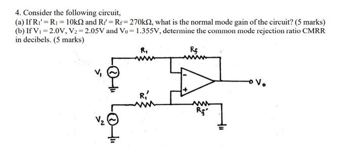 Solved 4. Consider the following circuit, (a) If R1′=R1=10kΩ | Chegg.com