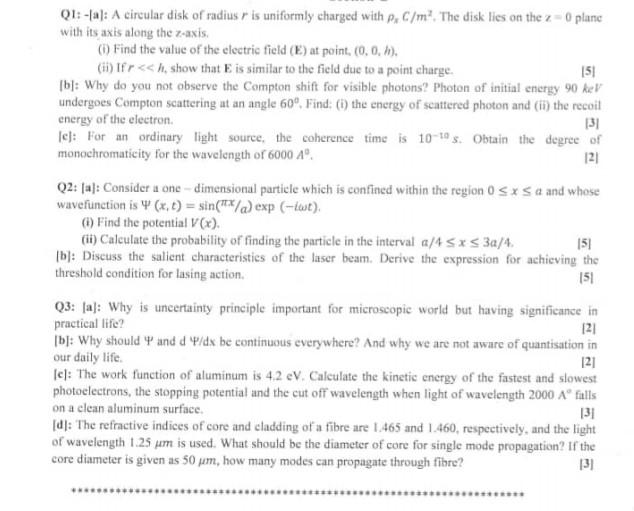 Solved Q1: -|a|: A circular disk of radius r is uniformly | Chegg.com