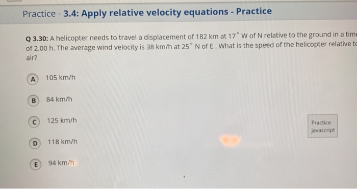 Practice - 3.4: Apply relative velocity equations - | Chegg.com