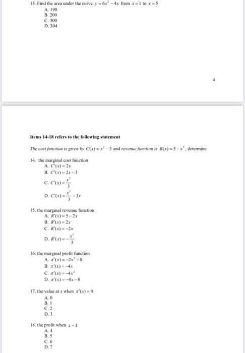 Solved 13. Find the area under the curve y=6x2−4x from x=1 | Chegg.com