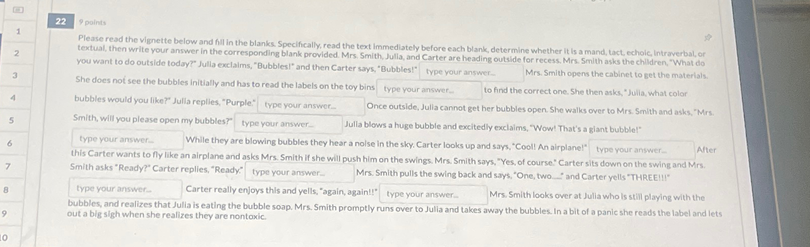 Solved 229 ﻿pointsPlease read the vignette below and fill in | Chegg.com