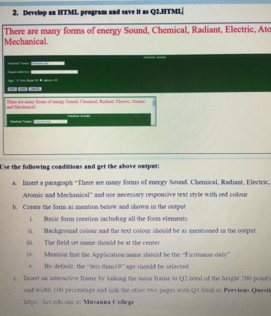 Solved 2. Develop an HTML program and save it as Q2.HTML | Chegg.com
