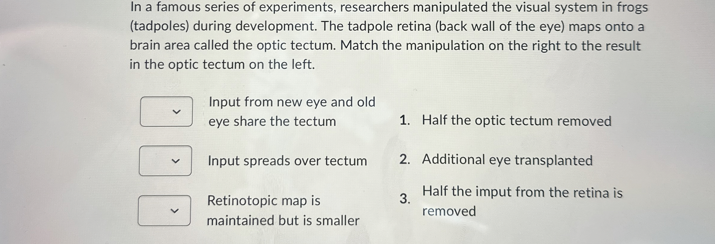 Solved In a famous series of experiments, researchers | Chegg.com