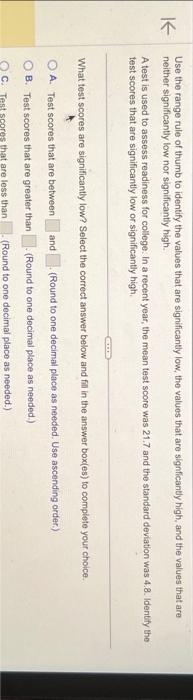 Solved Use the range rule of thumb to identify the values | Chegg.com