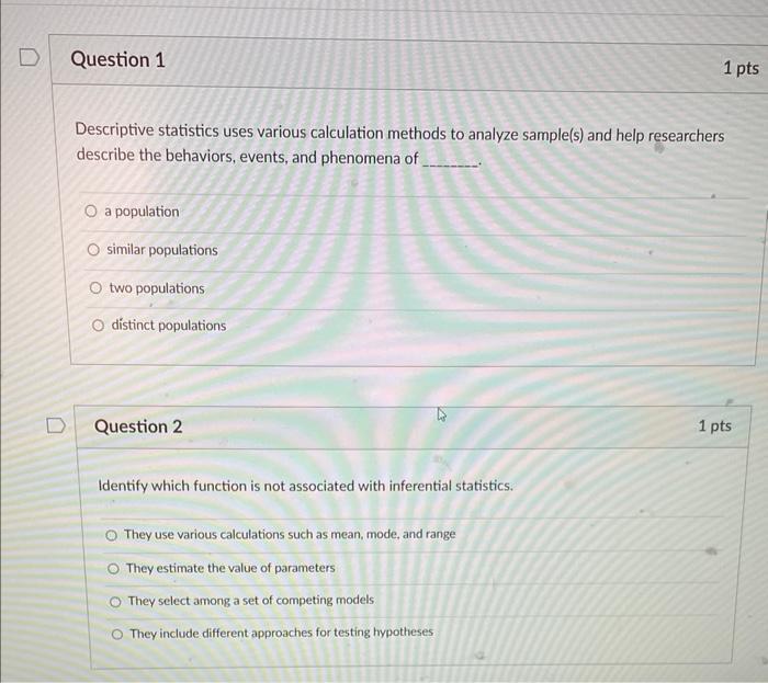 Solved Descriptive statistics uses various calculation | Chegg.com