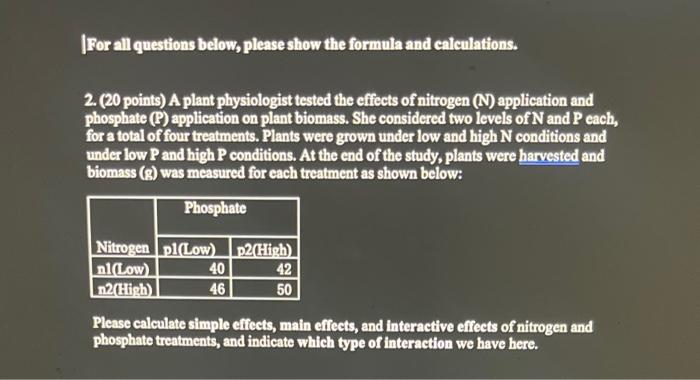 Solved |For all questions below, please show the formula and | Chegg.com