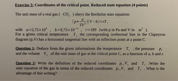 Solved Exercise 3: Coordinates of the critical point. | Chegg.com
