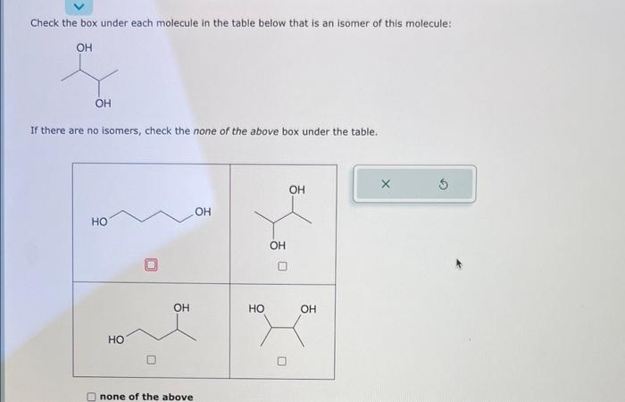 Solved Check the box under each molecule in the table below | Chegg.com