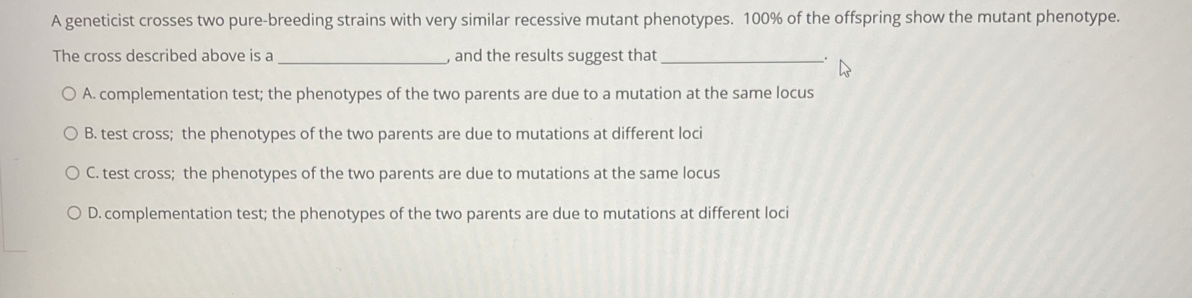 Solved A geneticist crosses two pure-breeding strains with | Chegg.com