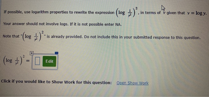 Solved If possible, use logarithm properties to rewrite the | Chegg.com
