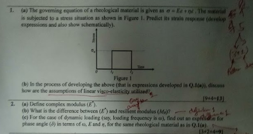 Solved (a) ﻿The governing equation of a rheological material | Chegg.com