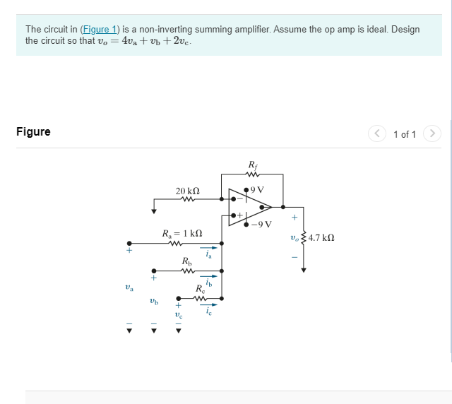 Solved The circuit in (Figure 1) ﻿is a non-inverting summing | Chegg.com