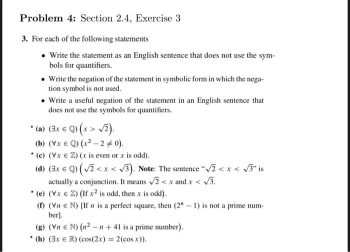Solved 3. For each of the following statements - Write the | Chegg.com